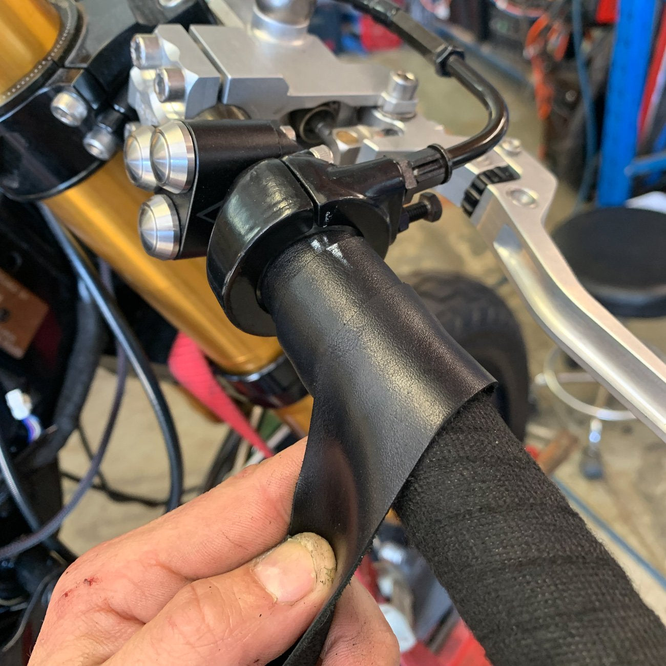 Home Made Motorcycle Leather Hand Grips - and how to make them